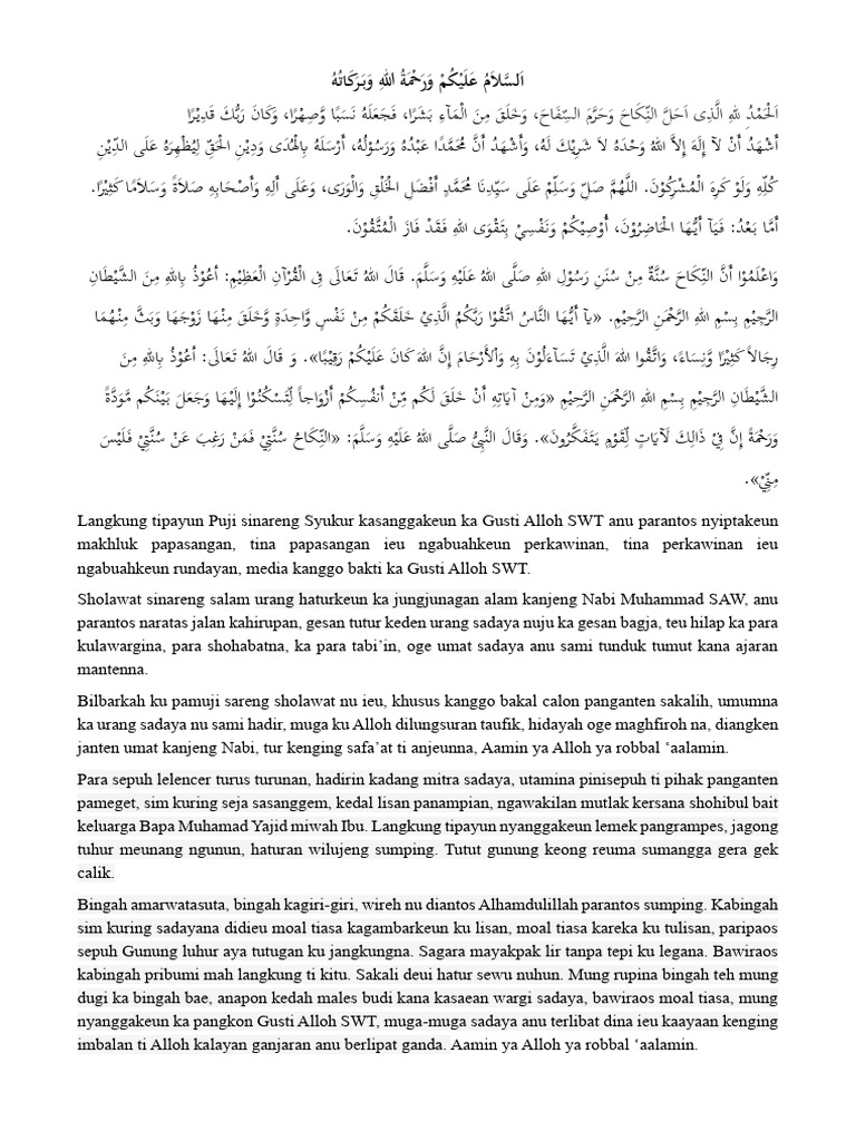 Sambutan Nampi Panganten Nuri | PDF