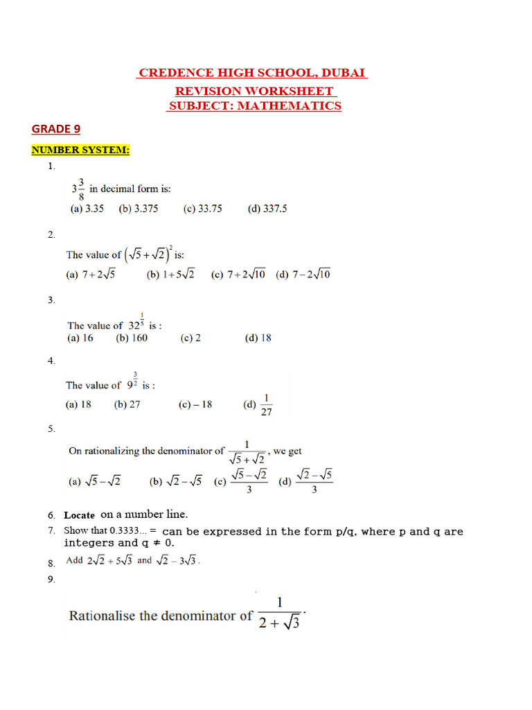 Maths Rev Worksheet | PDF | Triangle | Equations