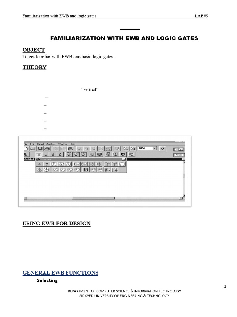 EWB Basics and Logic Gates Lab Guide | PDF | Logic Gate | Electronic ...