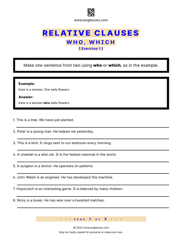 Relative Clauses Who Vs Which | PDF