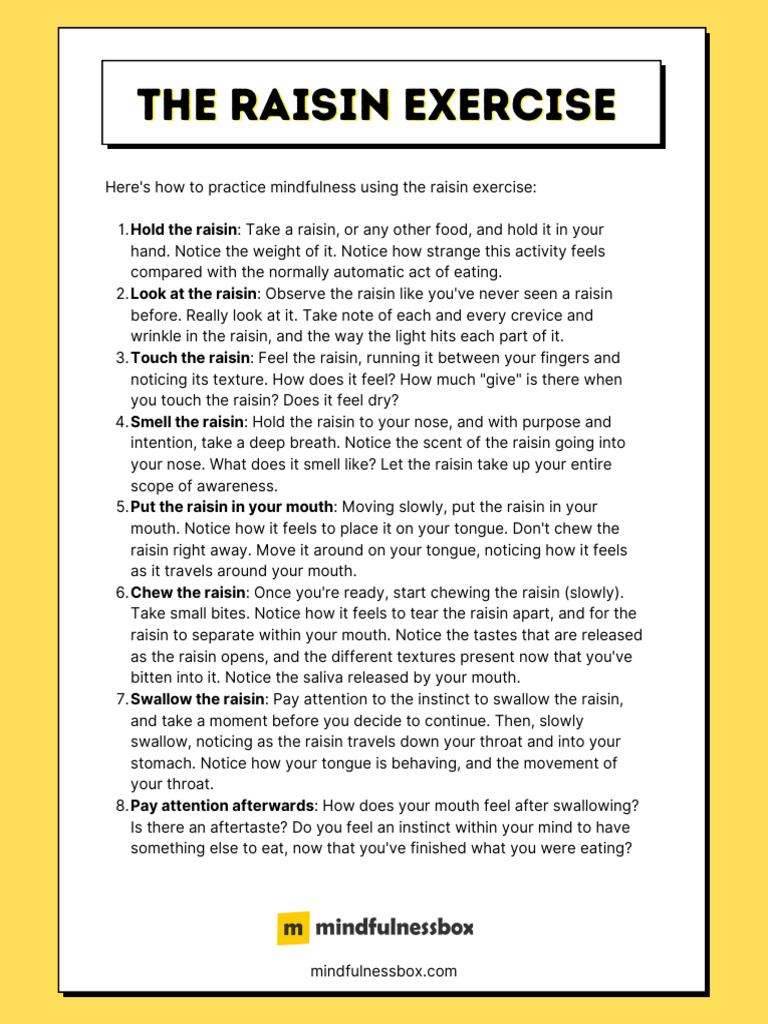 Mindfulness Through the Raisin Exercise | PDF