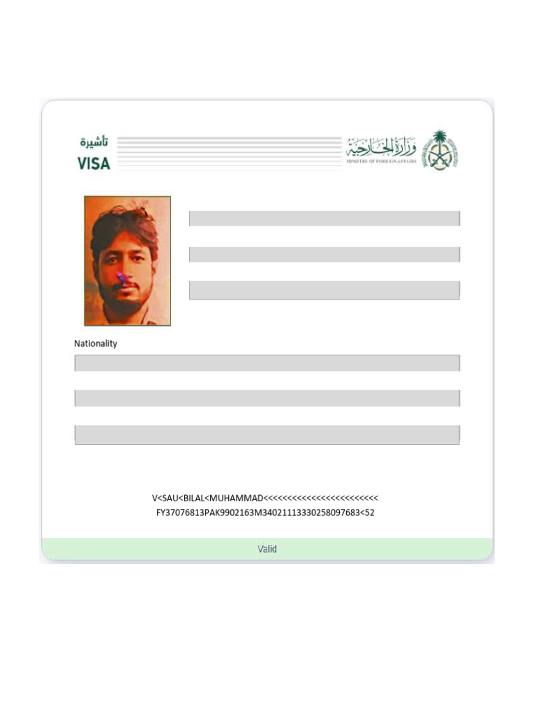 Kingdom of Saudi Arabia Visa. | PDF
