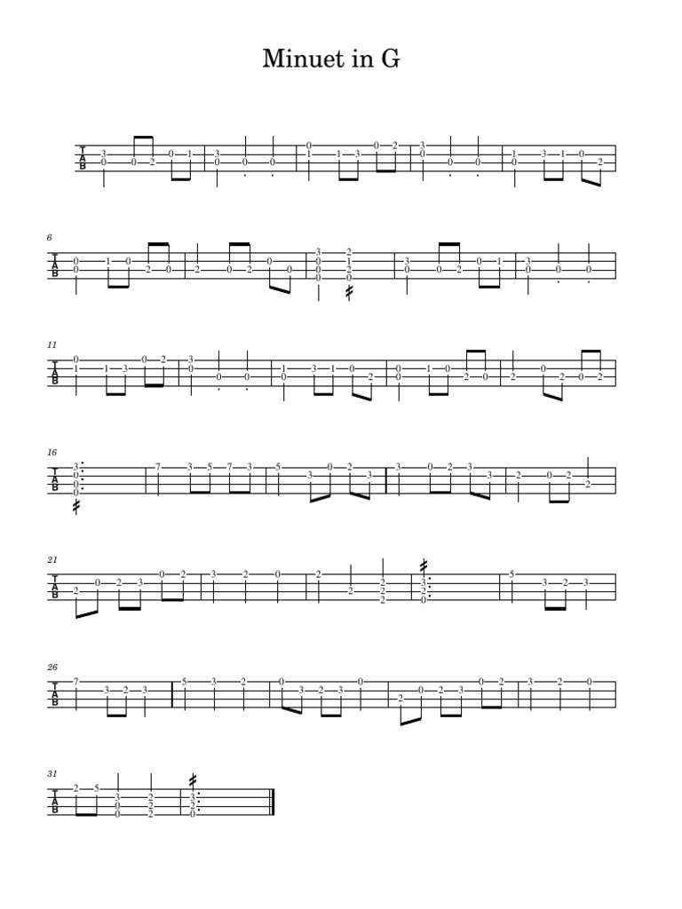 Minuet in G (Ukulele) | PDF
