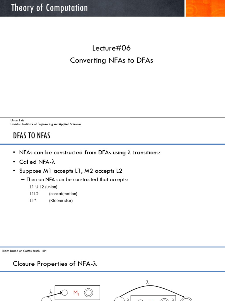 Lecture#6 Converting NFAs To DFAs | PDF | Formal Methods | Models Of Computation