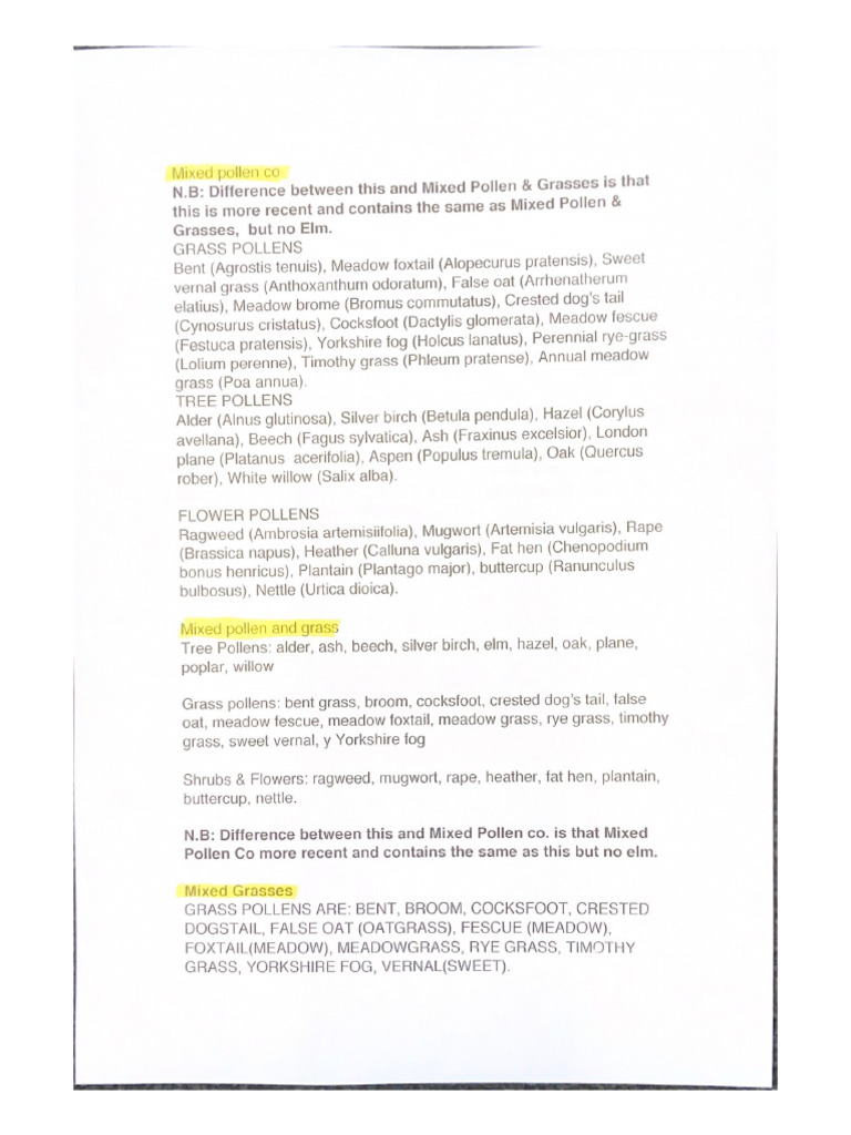 Mixed Pollen Co | PDF