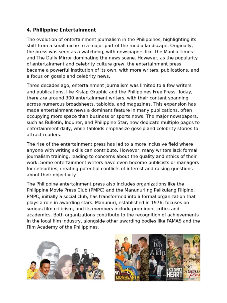 Philippine Entertainment | PDF | Journalism | Human Communication
