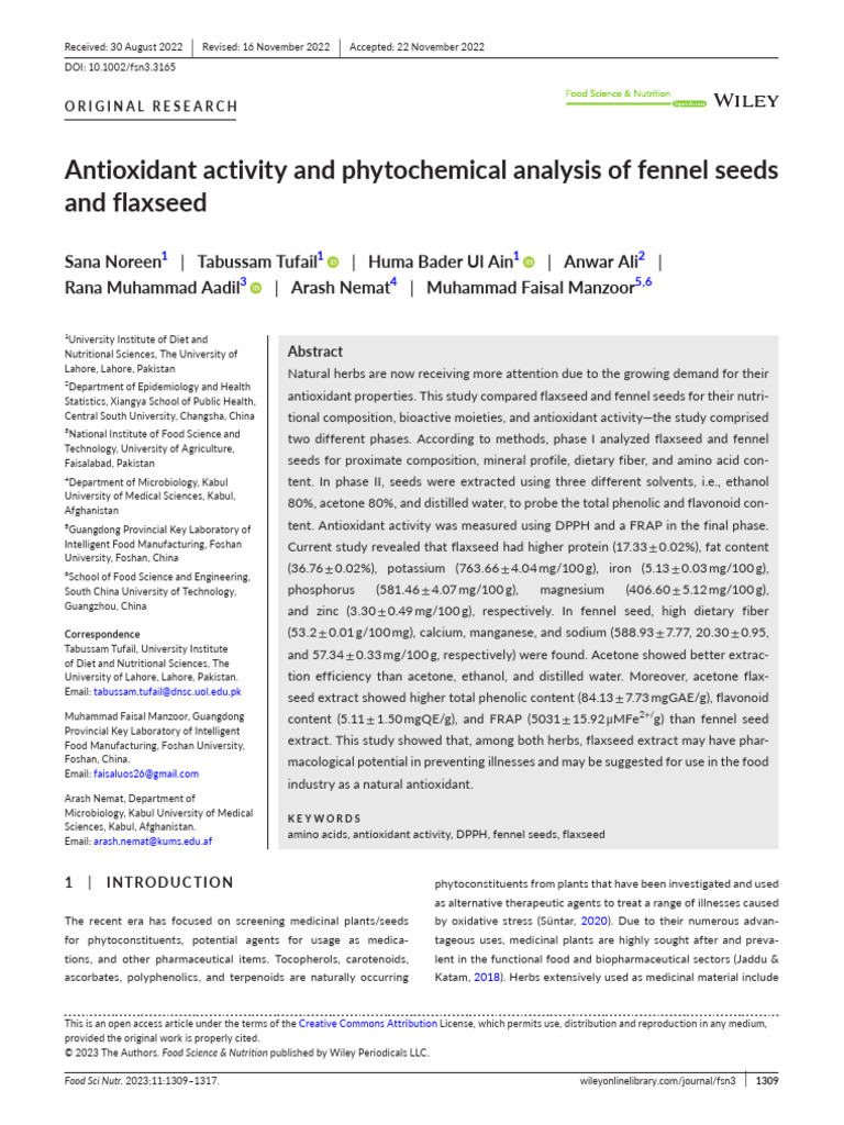 Antioxidant Activity and Phytochemical Analysis of | PDF | Magnesium ...