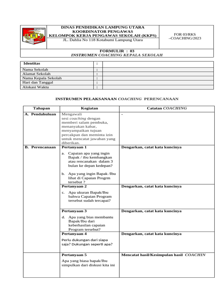 3 - Instrumen Coaching | PDF