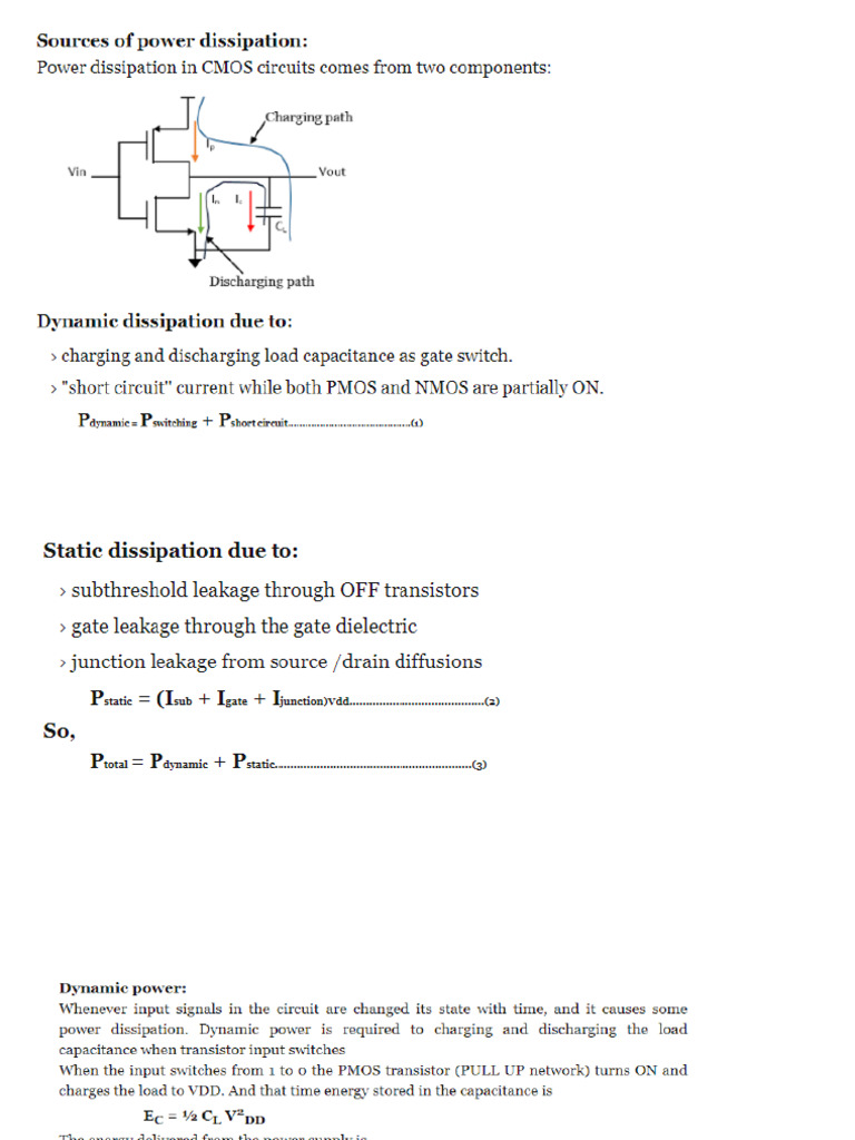 Power Consumption - Dissipation - Low Power Design Techniques | PDF