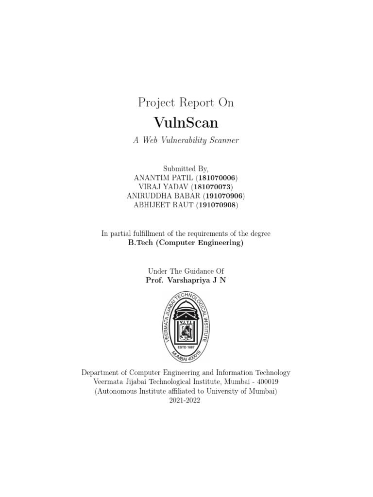 FYP Report VulnScan | PDF | World Wide Web | Internet & Web