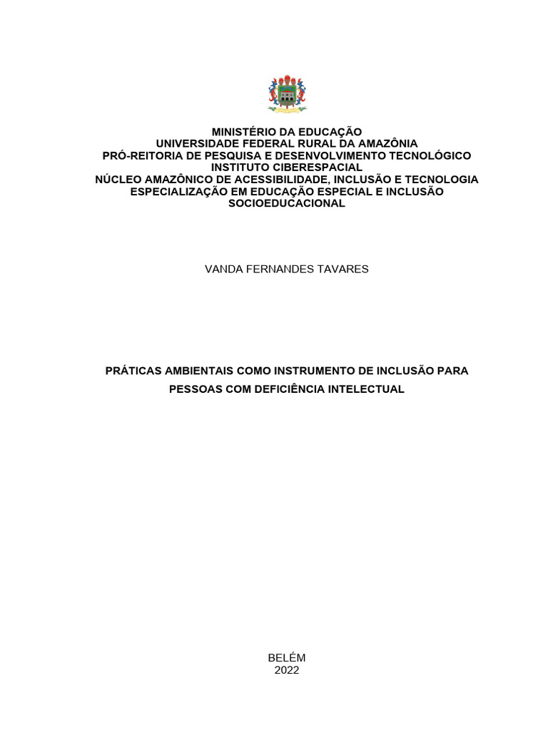 Práticas Ambientais Como Instrumento de Inclusão para Pessoas Com ...