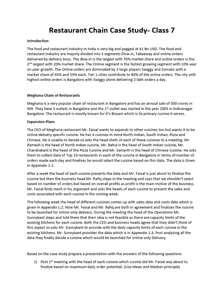 Meghana Restaurant Expansion Strategy | PDF | Pizza | Restaurants