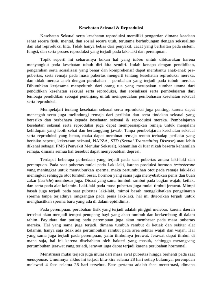 Kesehatan Seksual & Reproduksi | PDF