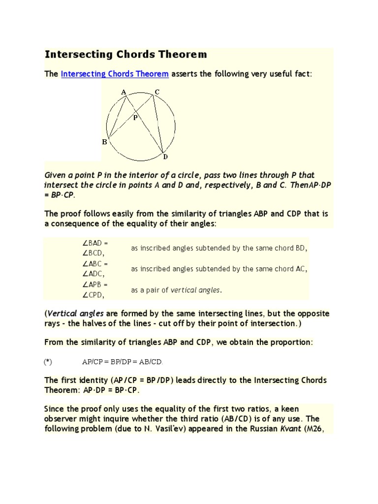 Intersecting Chords Theorem | PDF | Circle | Triangle
