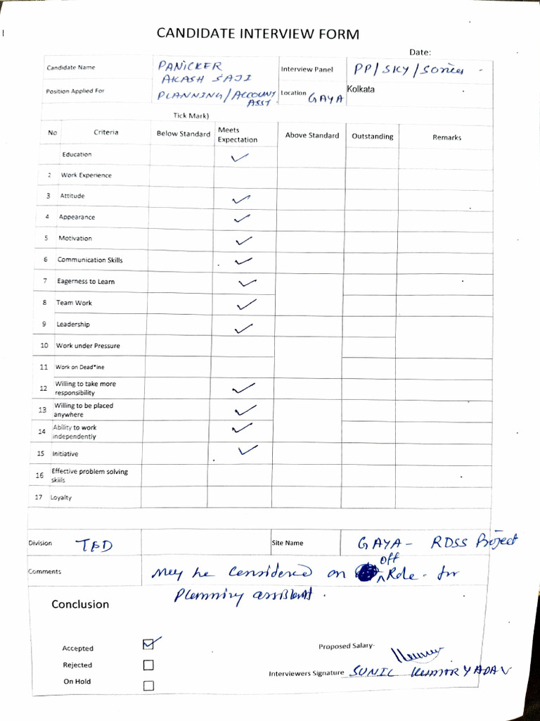 Candidate Interview Evaluation Form | PDF