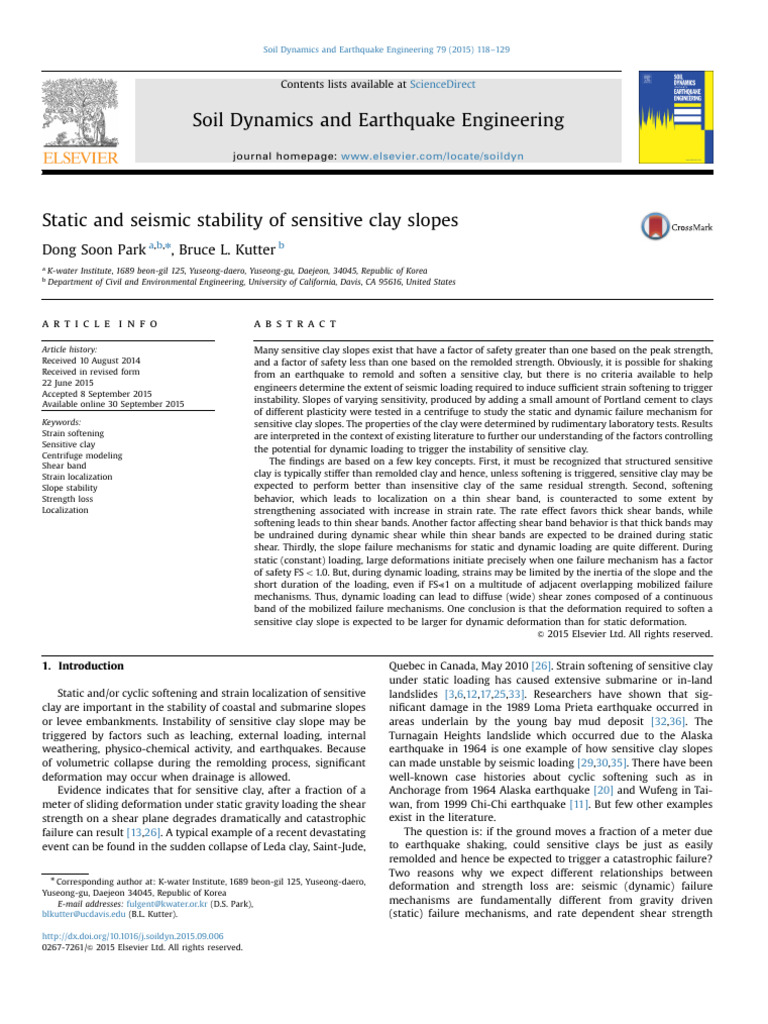 Sensitive Clay Slope Stability | PDF | Strength Of Materials | Soil Mechanics