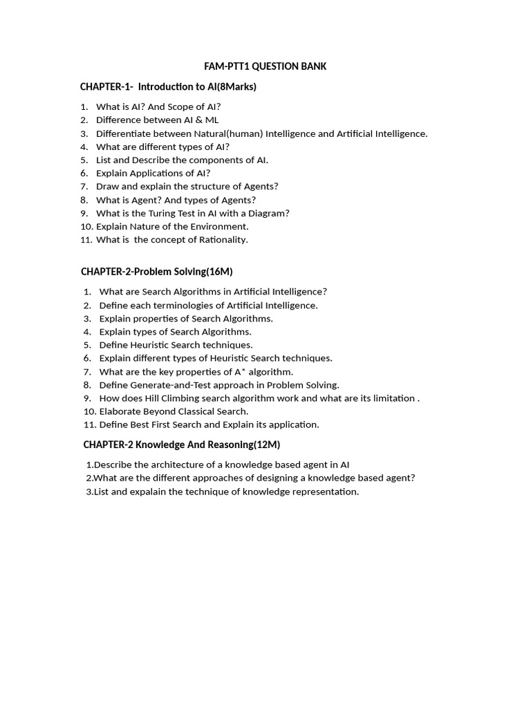 FAM Ptt1 Question Bank | PDF