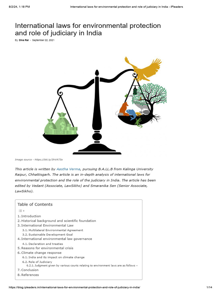 International Laws For Environmental Protection and Role of Judiciary ...