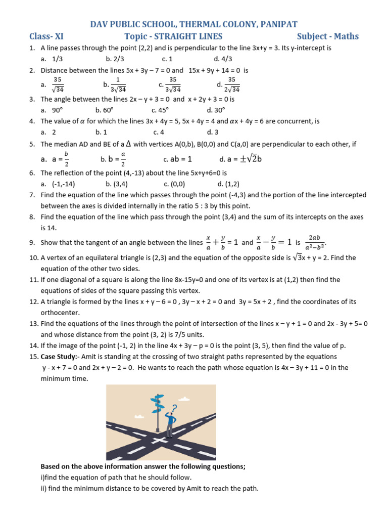 Class 11 - Maths Assignment - Straight Lines | PDF | Triangle Geometry ...