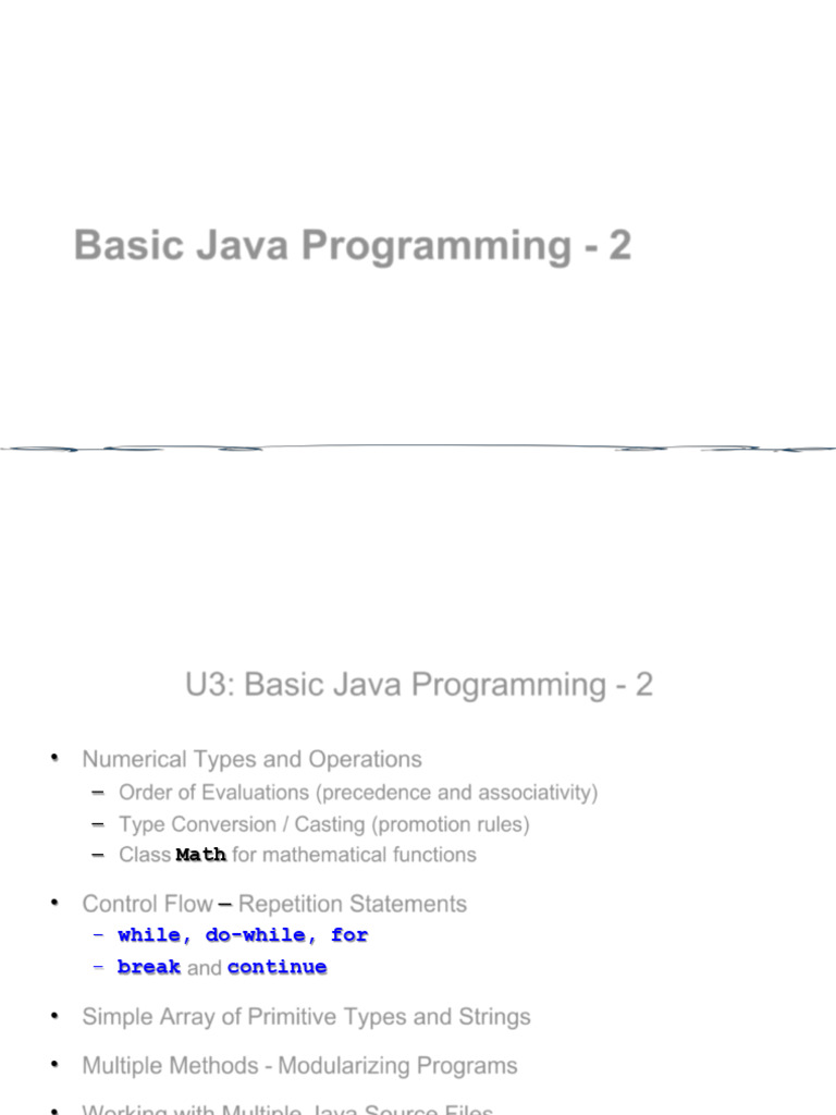 OOP U3 BasicJava2 2024s1 | PDF | Method (Computer Programming) | Control Flow
