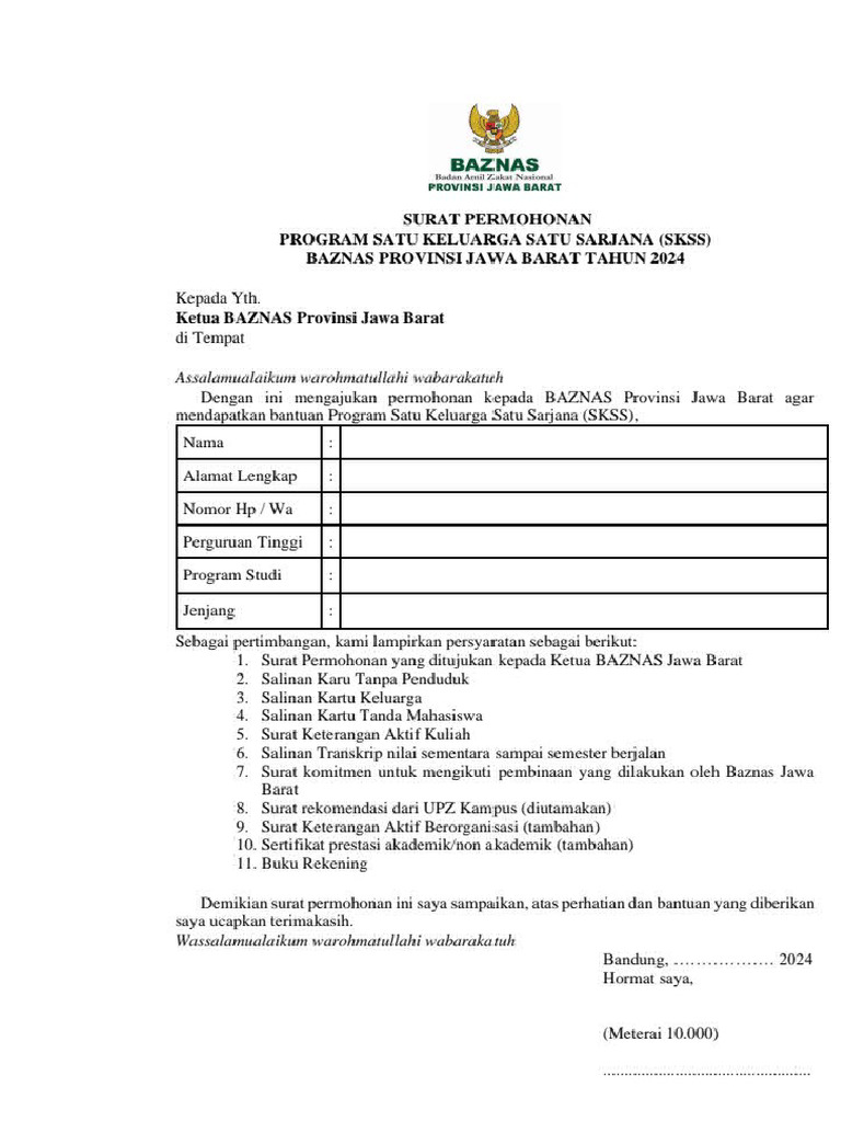 Surat Permohonan SKSS - 241026 - 114615 | PDF