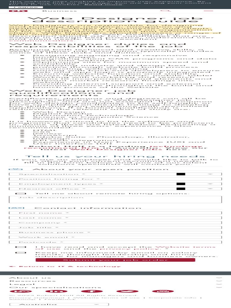 Web Designer Job Description Guide | PDF | Web Design | Websites