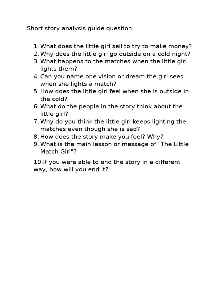 "The Little Match Girl: Analysis Guide" | PDF