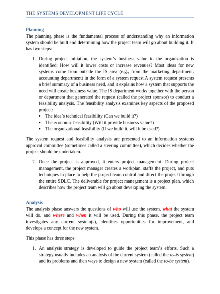 The Systems Development Life Cycle | PDF | Systems Engineering ...