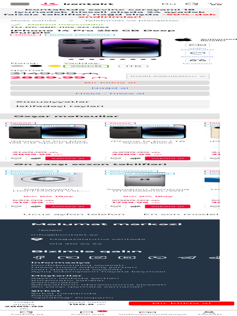 Iphone 14 Pro 256 GB Deep Purple Qiymeti, Kreditle Satisi (YENİ) | PDF