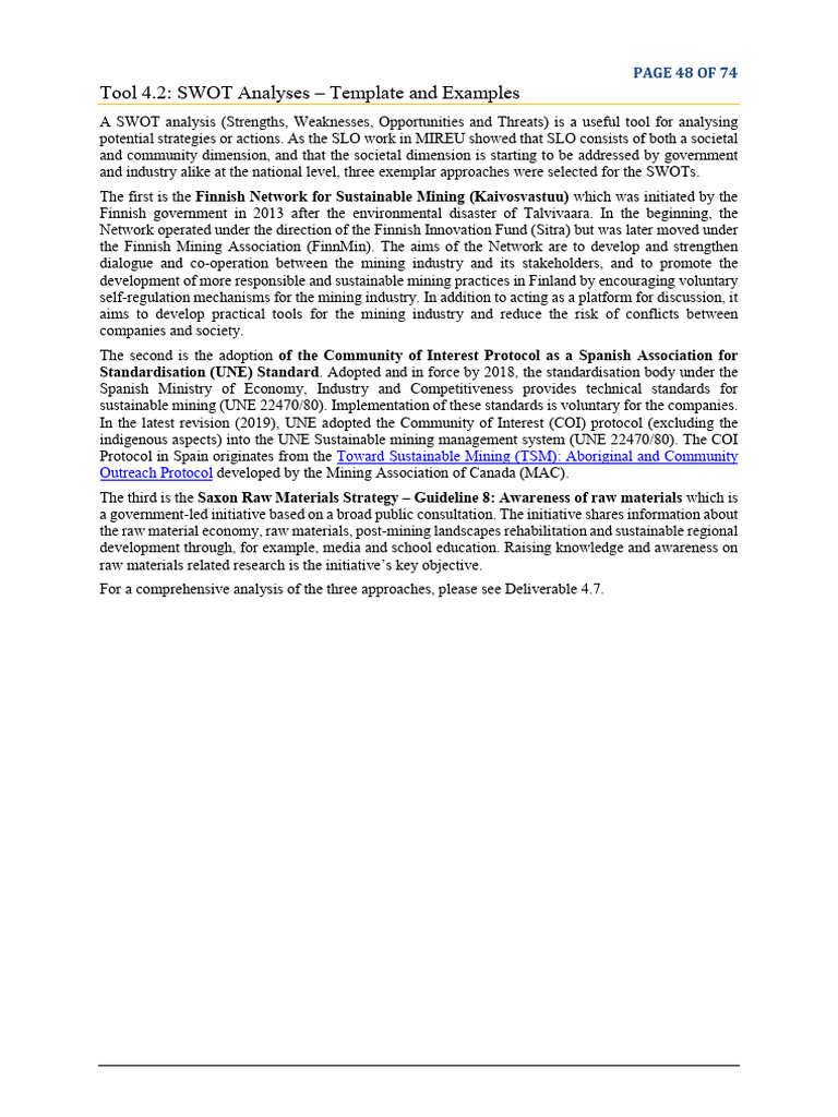 SWOT Analyses Template and Examples | PDF | Swot Analysis | Mining