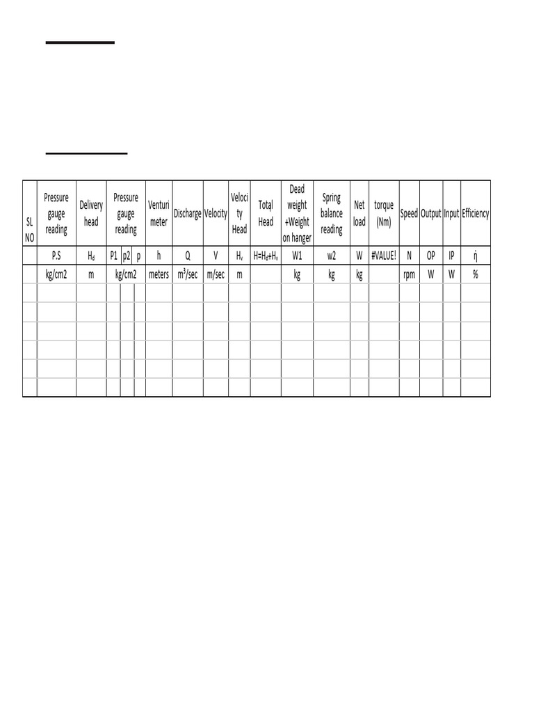 3a. Tabular Column - Francis Turbine | PDF