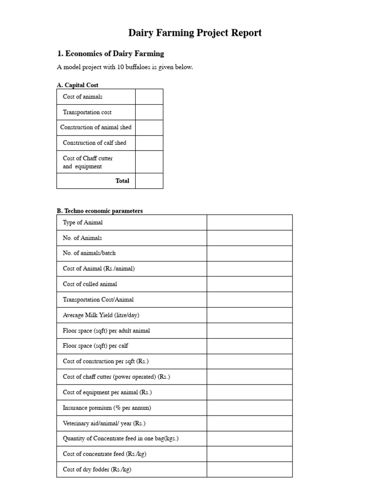 NABARD Dairy Farming Project Report | PDF | Dairy | Livestock
