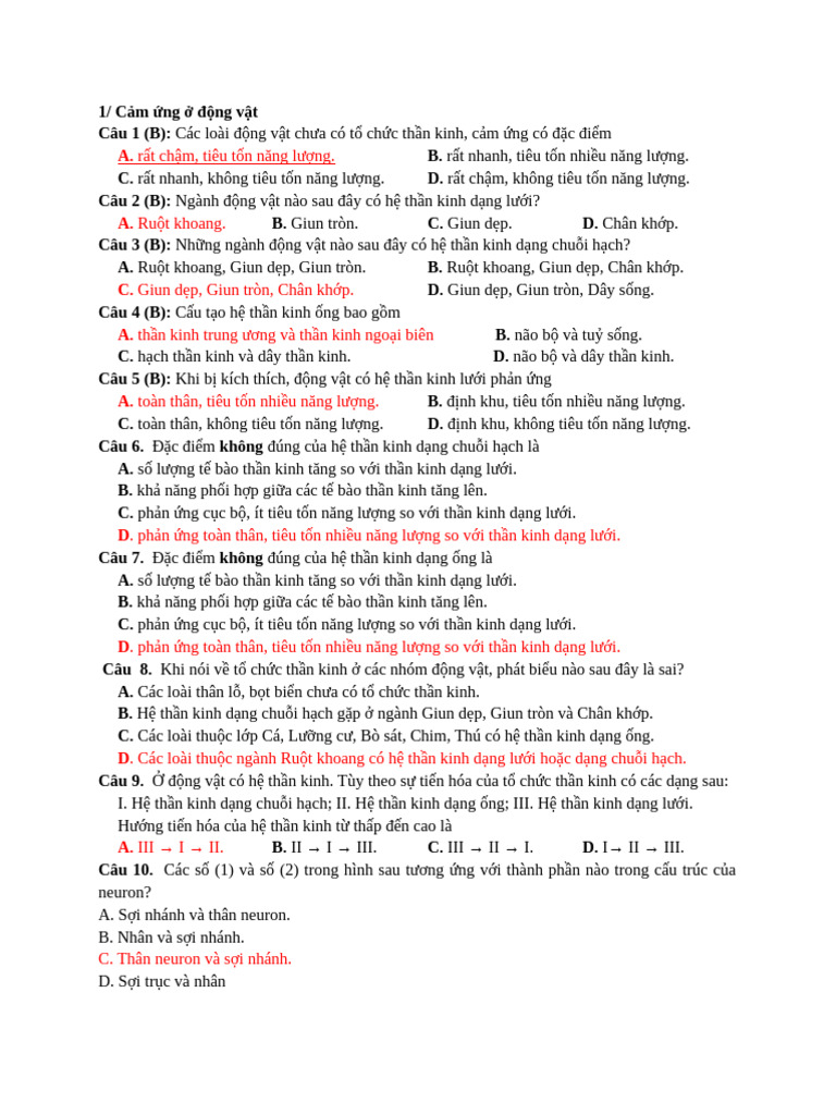 Đáp Án TN Sinh | PDF