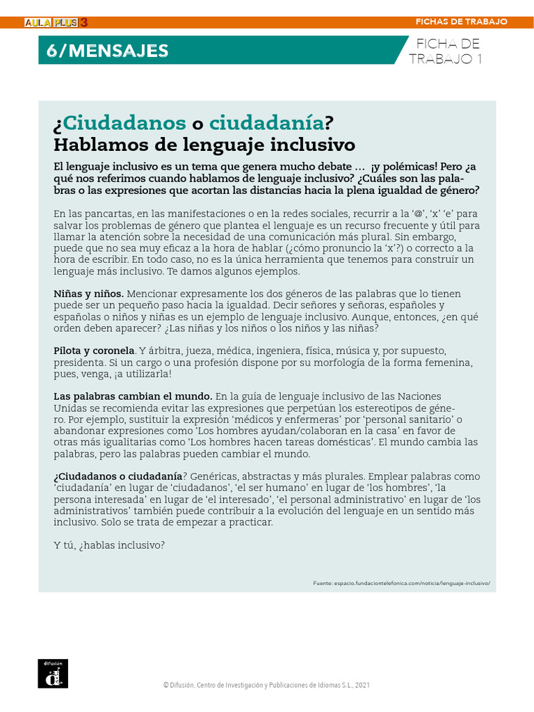 Au Plus 3 Fichas-Trabajo U06 | PDF