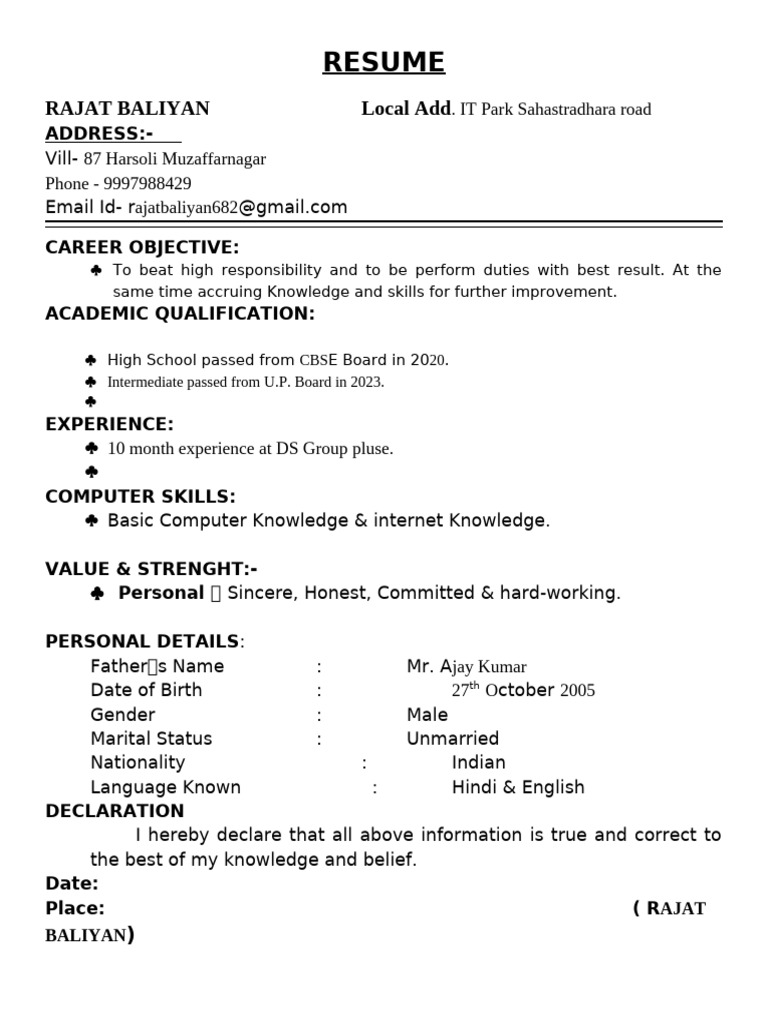 RAJAT Resume | PDF | Sports & Recreation | Wellness