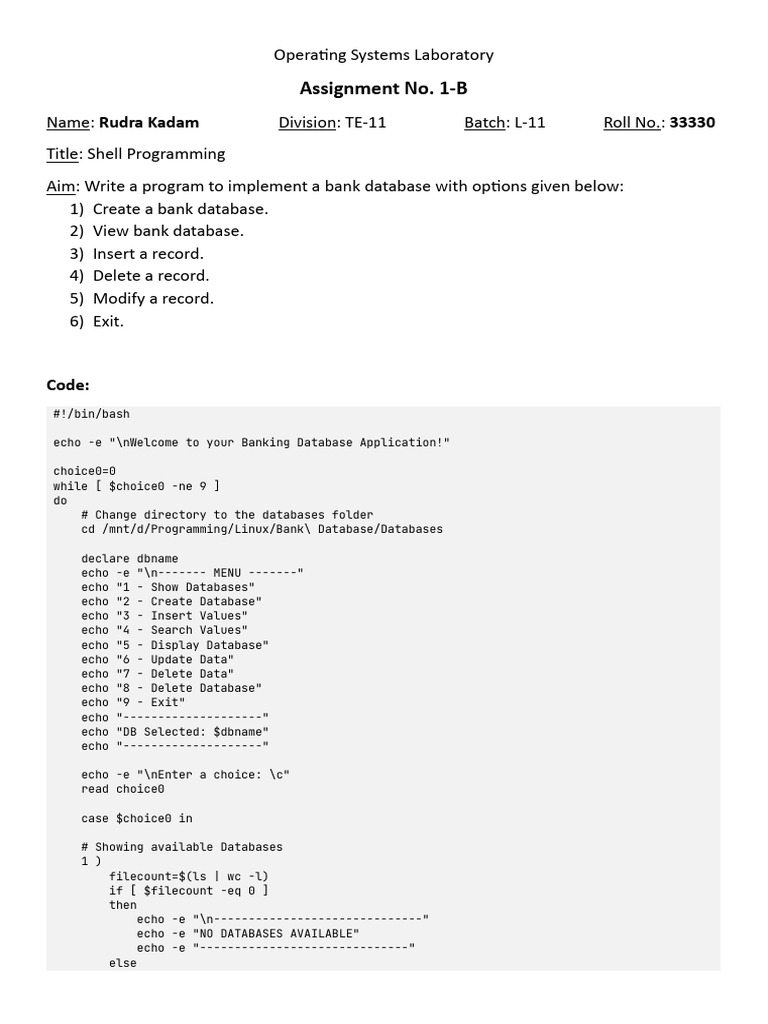 Assignment 1B | PDF | Databases | Operating System Families Assignment 1B | PDF | Databases | Operating System Families
