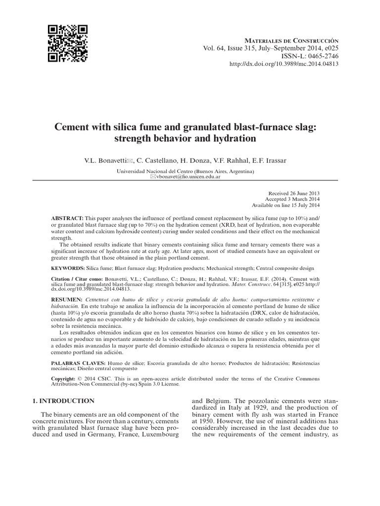 Cement With Silica Fume and Granulated B | PDF | Cement | Concrete