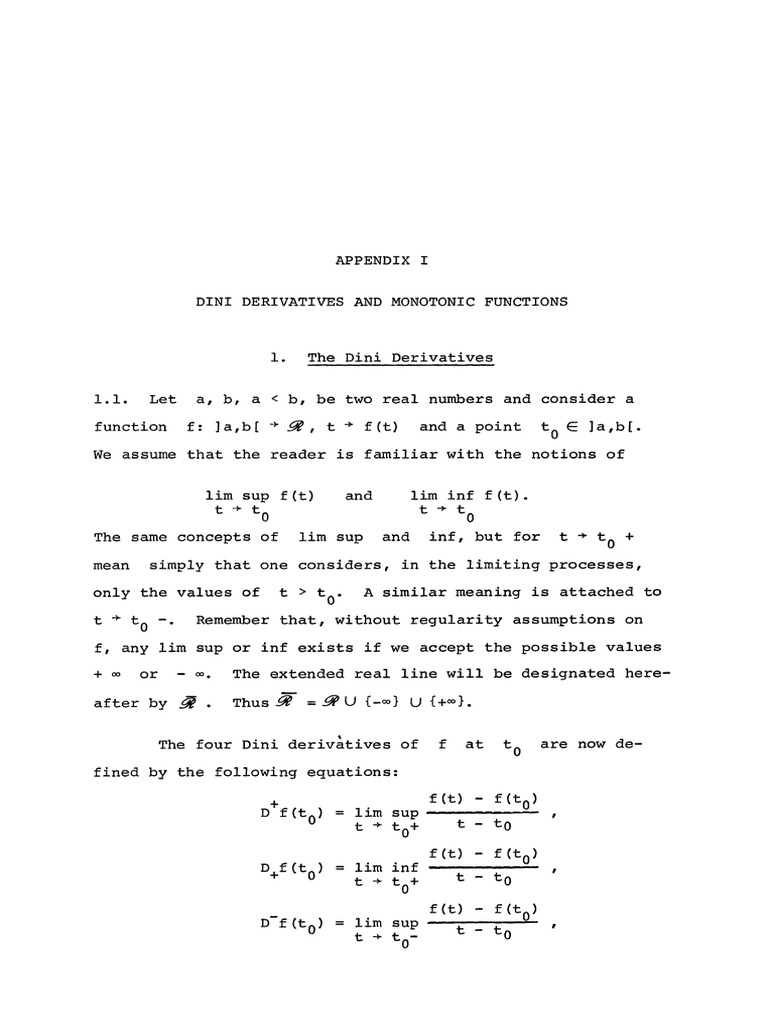 Dini Derivatives & Monotone Functions | PDF | Derivative | Theorem