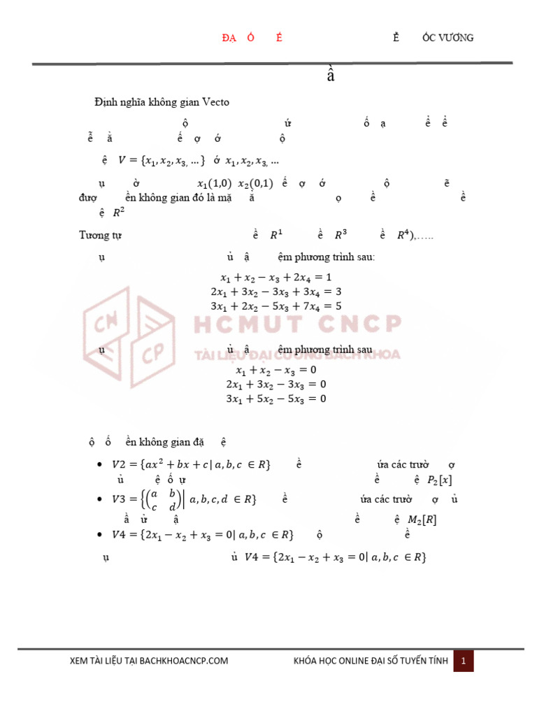 Không gian vecto phần 1 - t | PDF