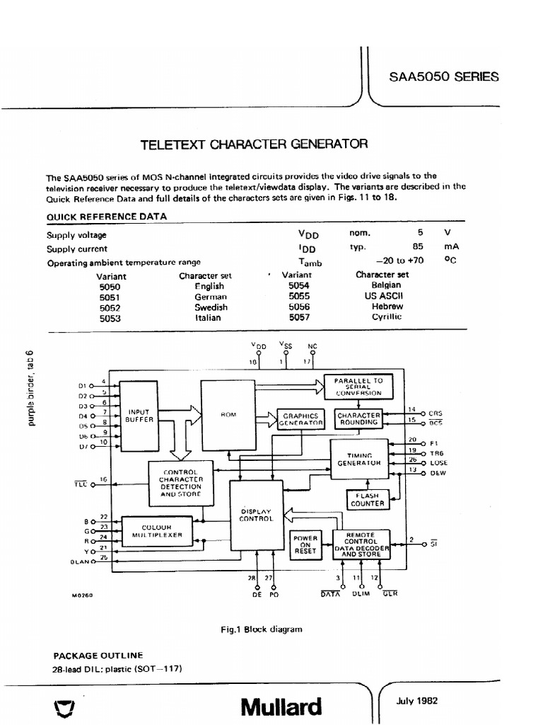 SAA5050 Teletext | PDF