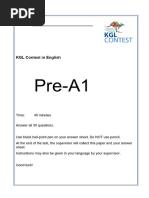 KGL Pre-A1 English Contest Sample Test | PDF
