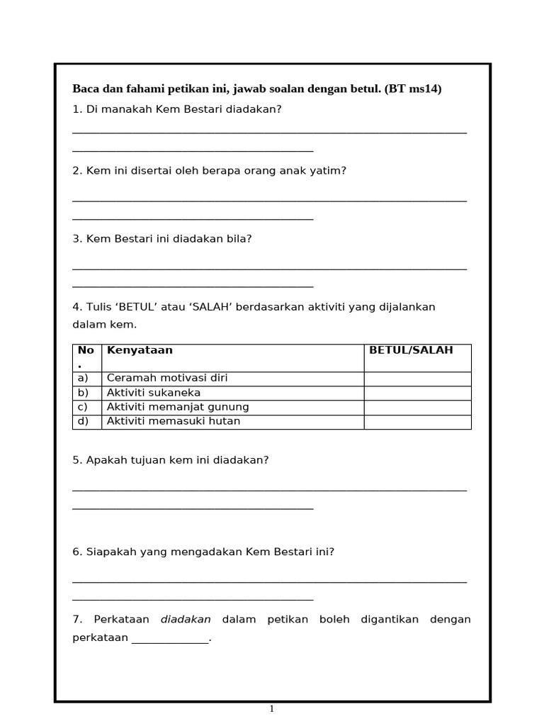 Pemahaman BT ms14 | PDF