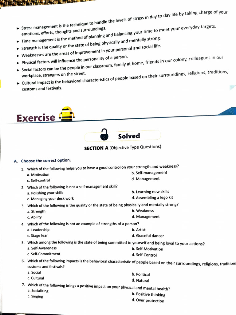 Self Management Skills I Class 9 | PDF | Thought | Attitude (Psychology)