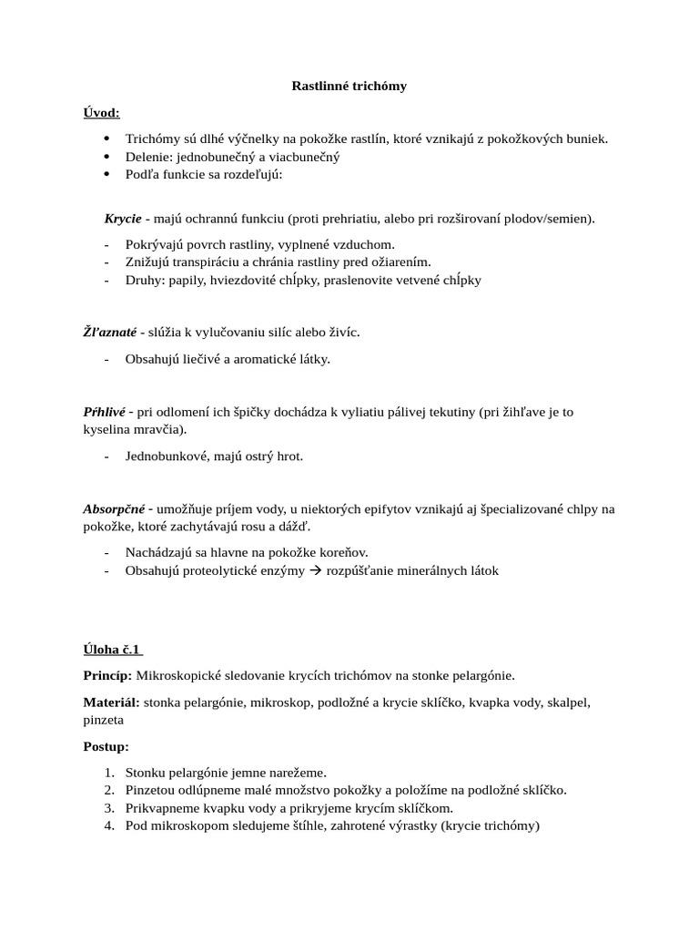 Rastlinné Trichómy | PDF