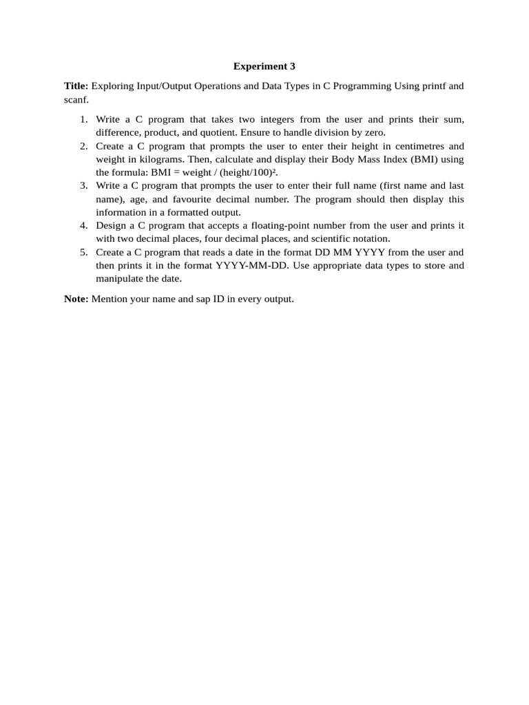 C Programming Input/Output Operations | PDF | Computers