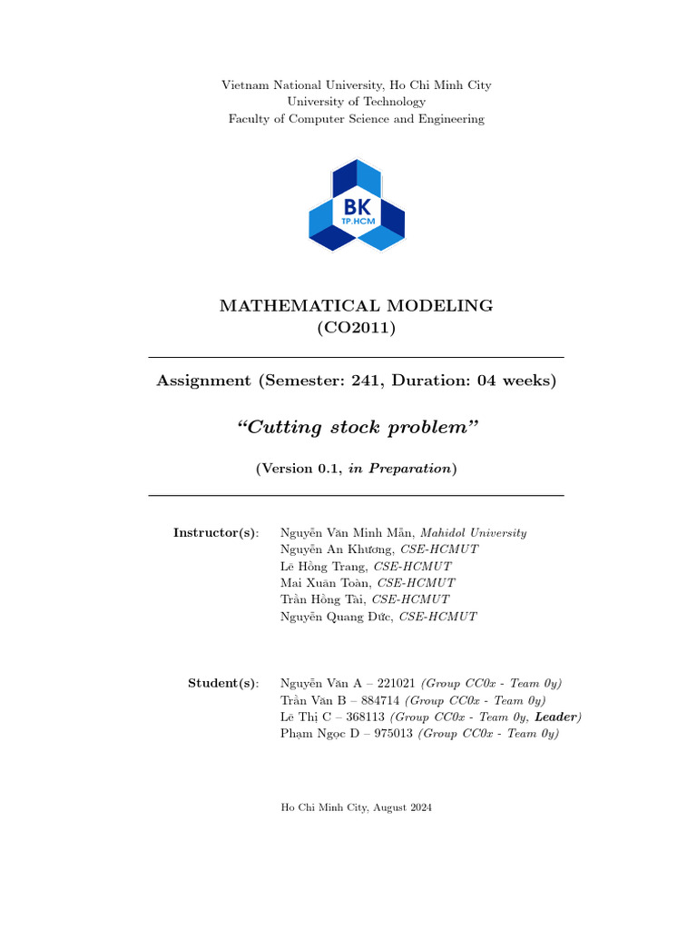 Two-Dimensional Cutting Stock Problem | PDF | Applied Mathematics