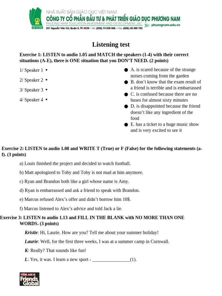 Listening test | PDF