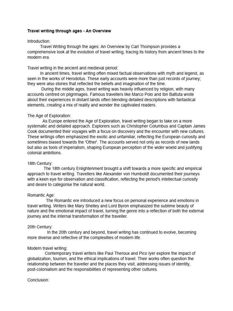 Evolution of Travel Writing | PDF | Romanticism | Exploration