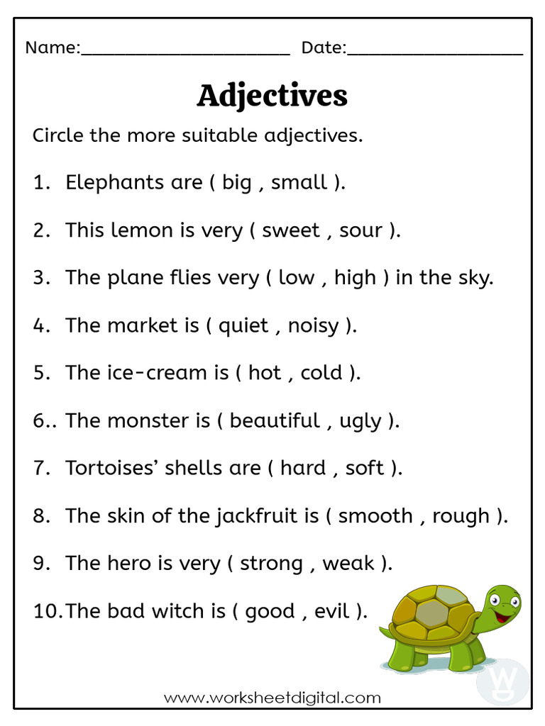 Grammar Adjectives W1 | PDF
