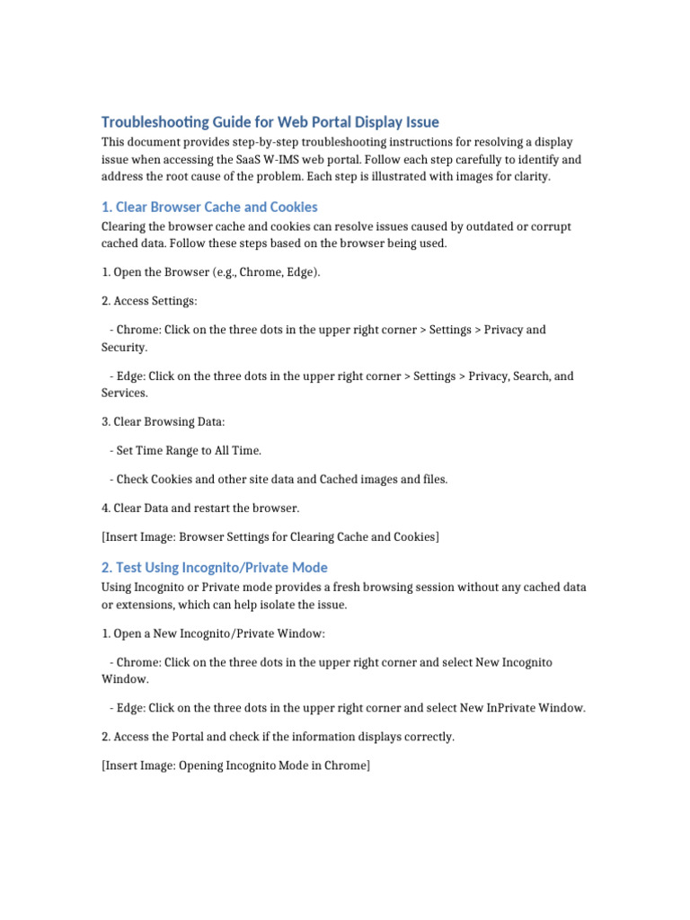 Troubleshooting Guide Web Portal Display Issue | PDF | Http Cookie ...